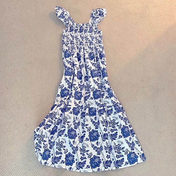 THML | Dresses | Thml Blue And White Floral Maxi Dress Xs | Poshmark